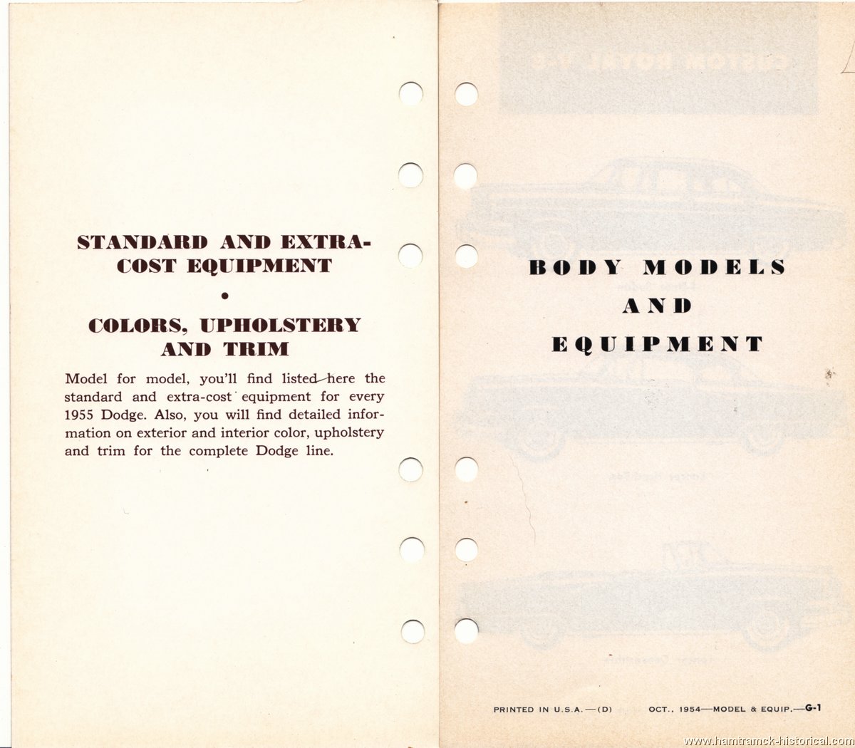 The 1970 Hamtramck Registry - 1955 Dodge Dealership Data Book - Models ...