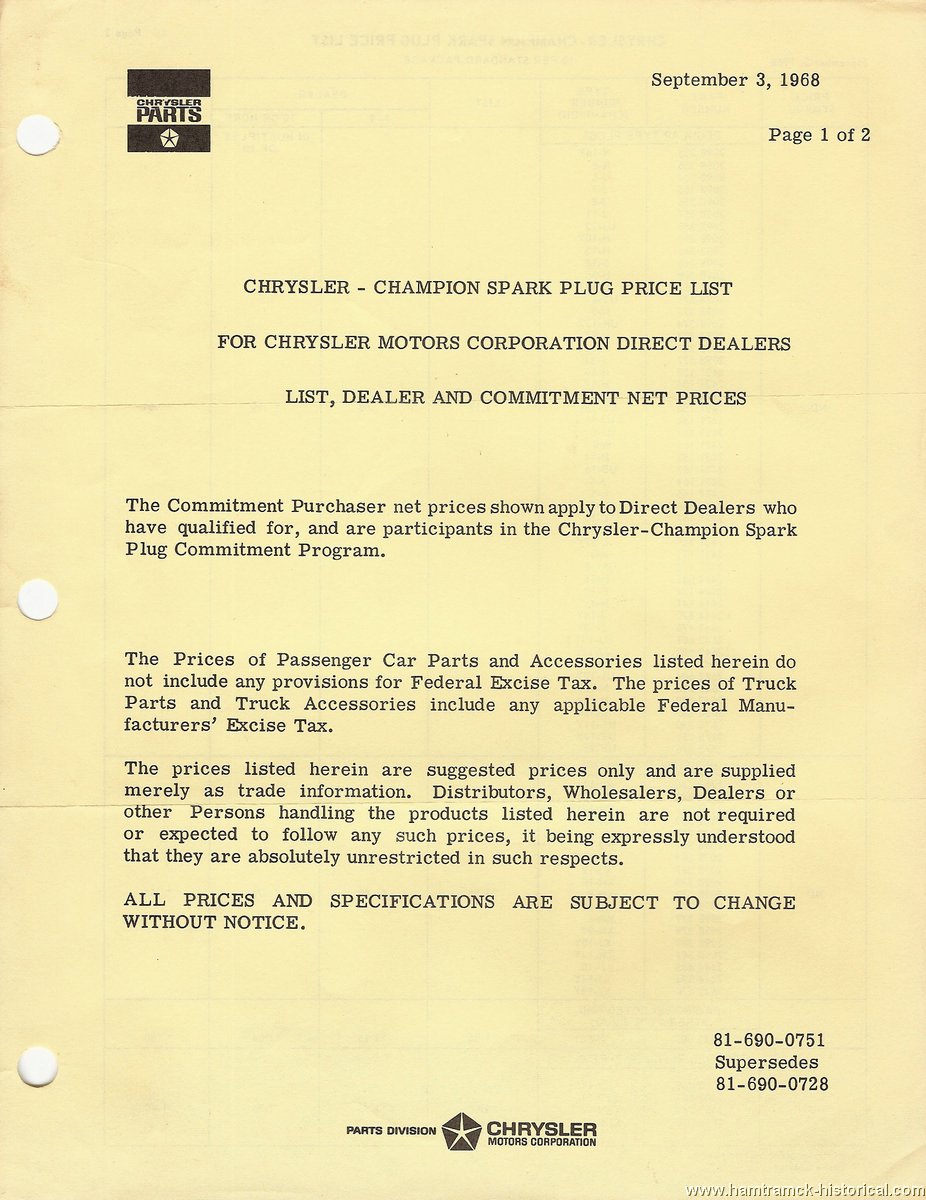 The 1970 Hamtramck Registry - Dealership Letters - 1969