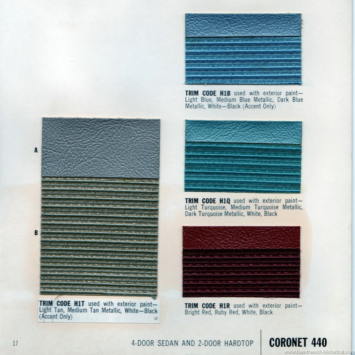 The 1970 Hamtramck Registry - 1965 Dodge Color & Trim Book - Coronet