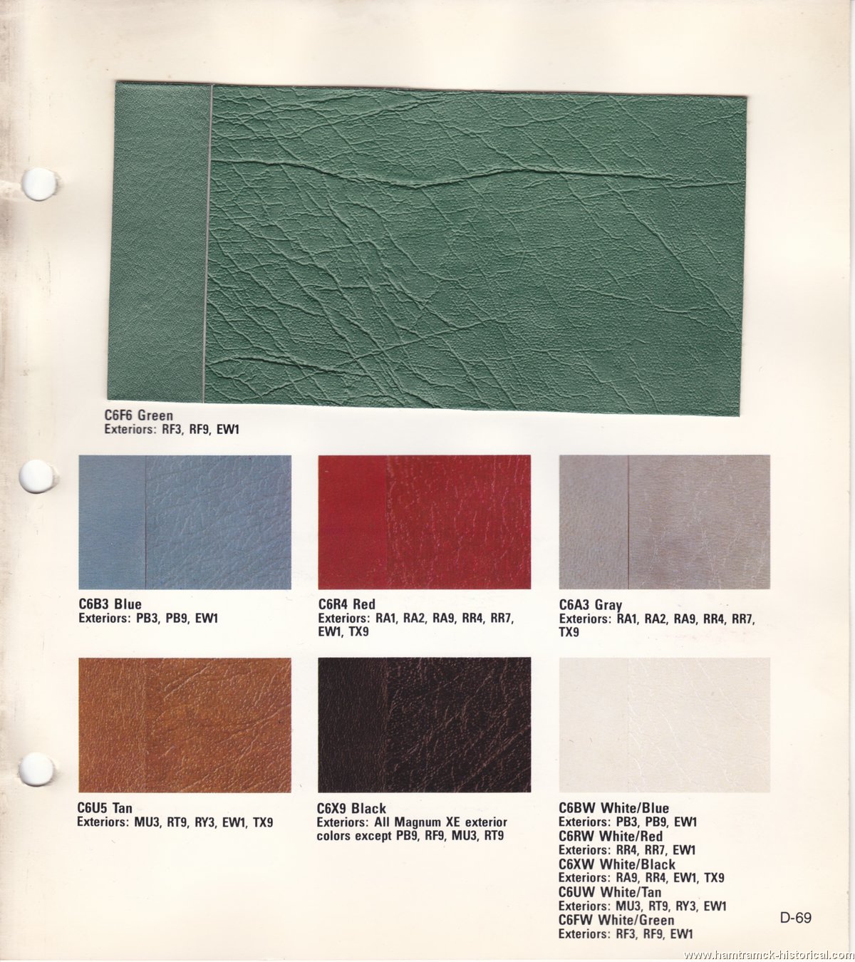The 1970 Hamtramck Registry - 1978 Dodge Color & Trim Book - Magnum XE