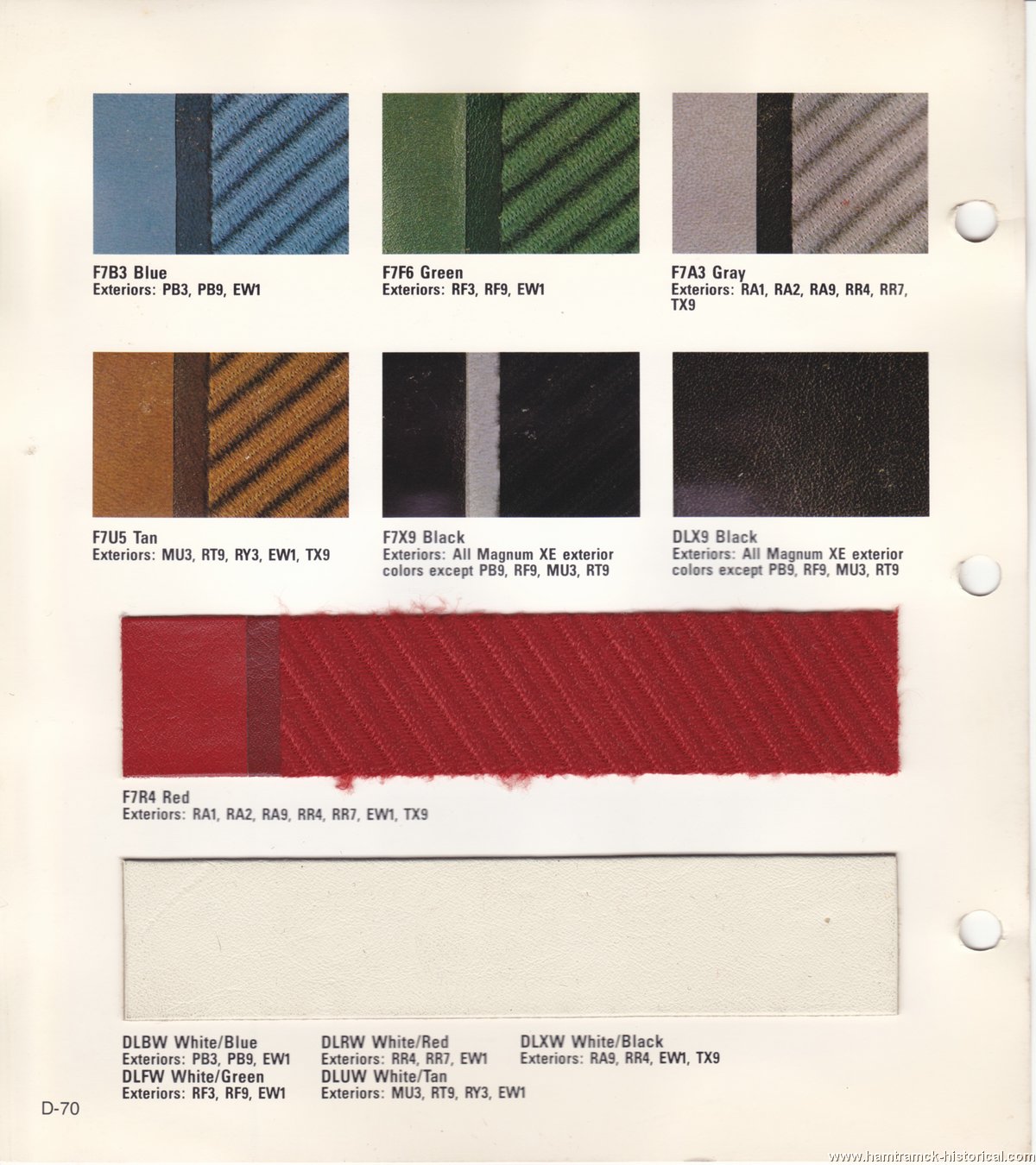 The 1970 Hamtramck Registry - 1978 Dodge Color & Trim Book - Magnum XE